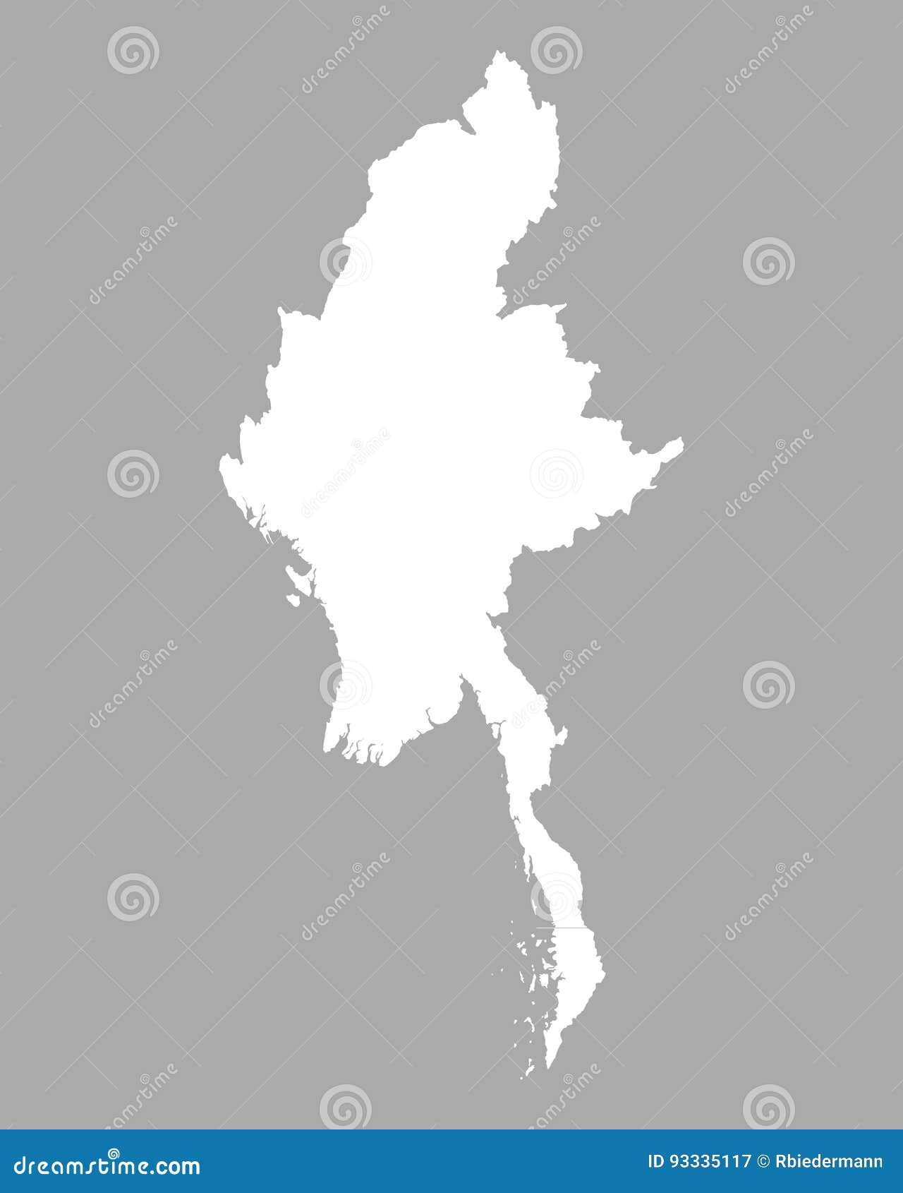 Map of Myanmar stock vector. Illustration of grey, line - 93335117