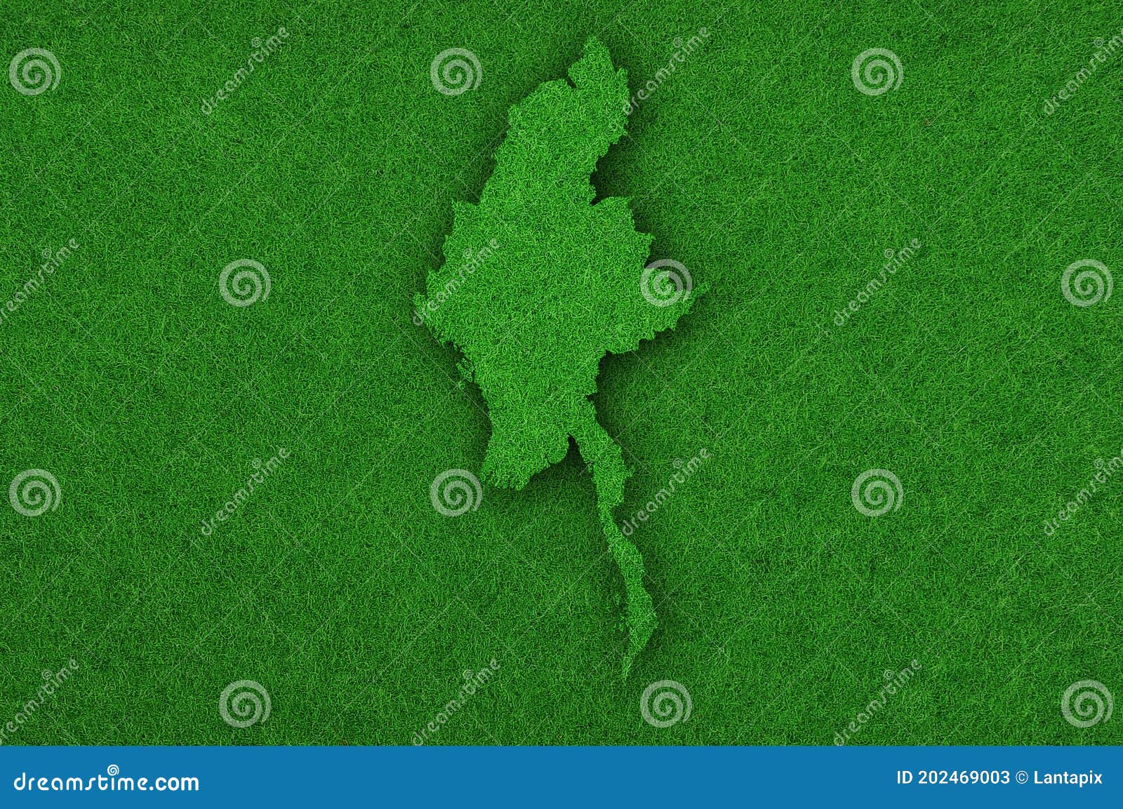 Map of Myanmar on Green Felt Stock Illustration - Illustration of lawn ...