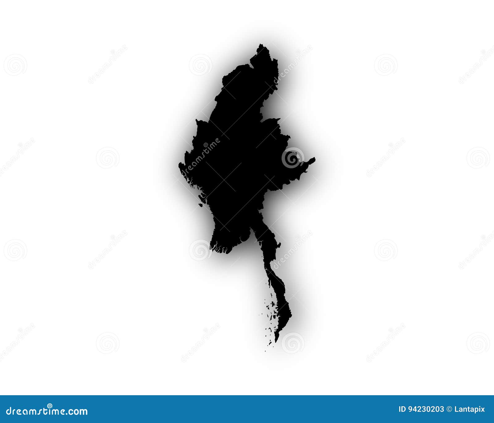 Map of Myanmar with shadow stock vector. Illustration of graphic - 94230203