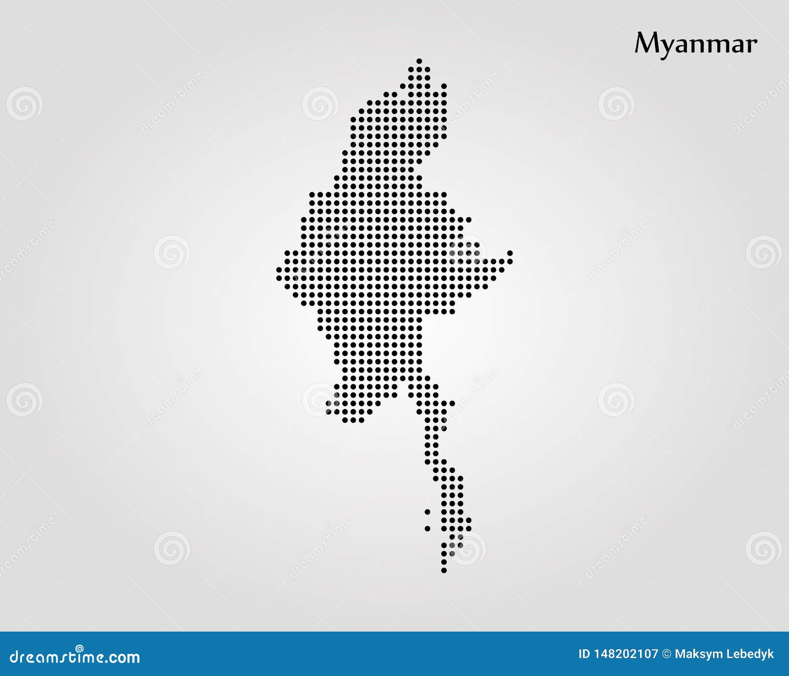 Myanmar Map Vector, Isolated On White Background. Black Map Template ...