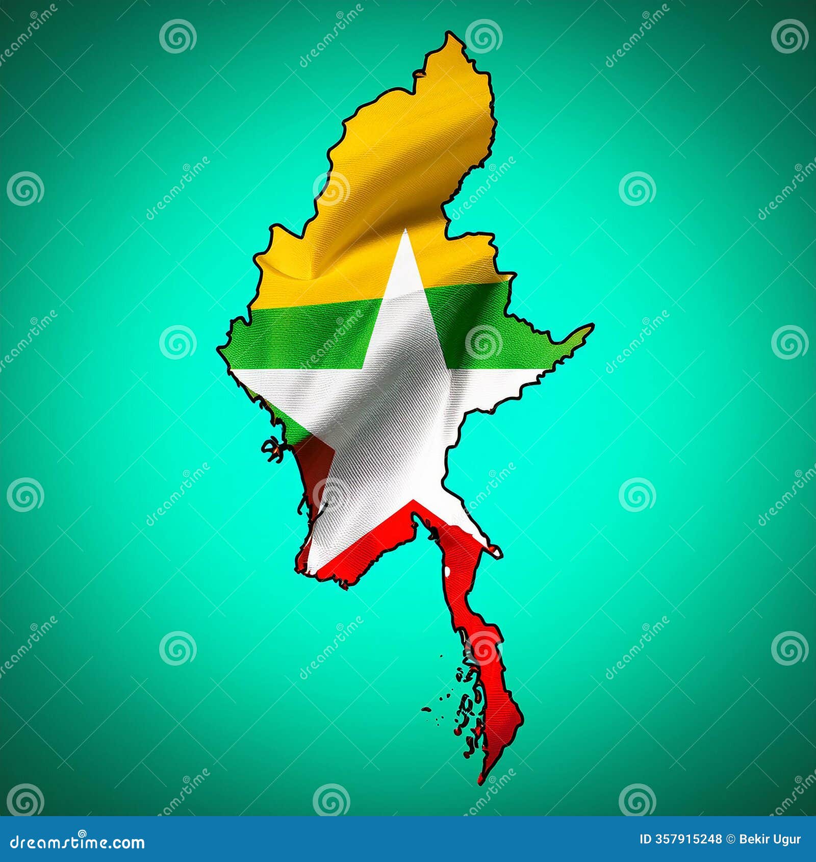 Open Myanmar International Passport Visa Sticker Template In Flat Style ...