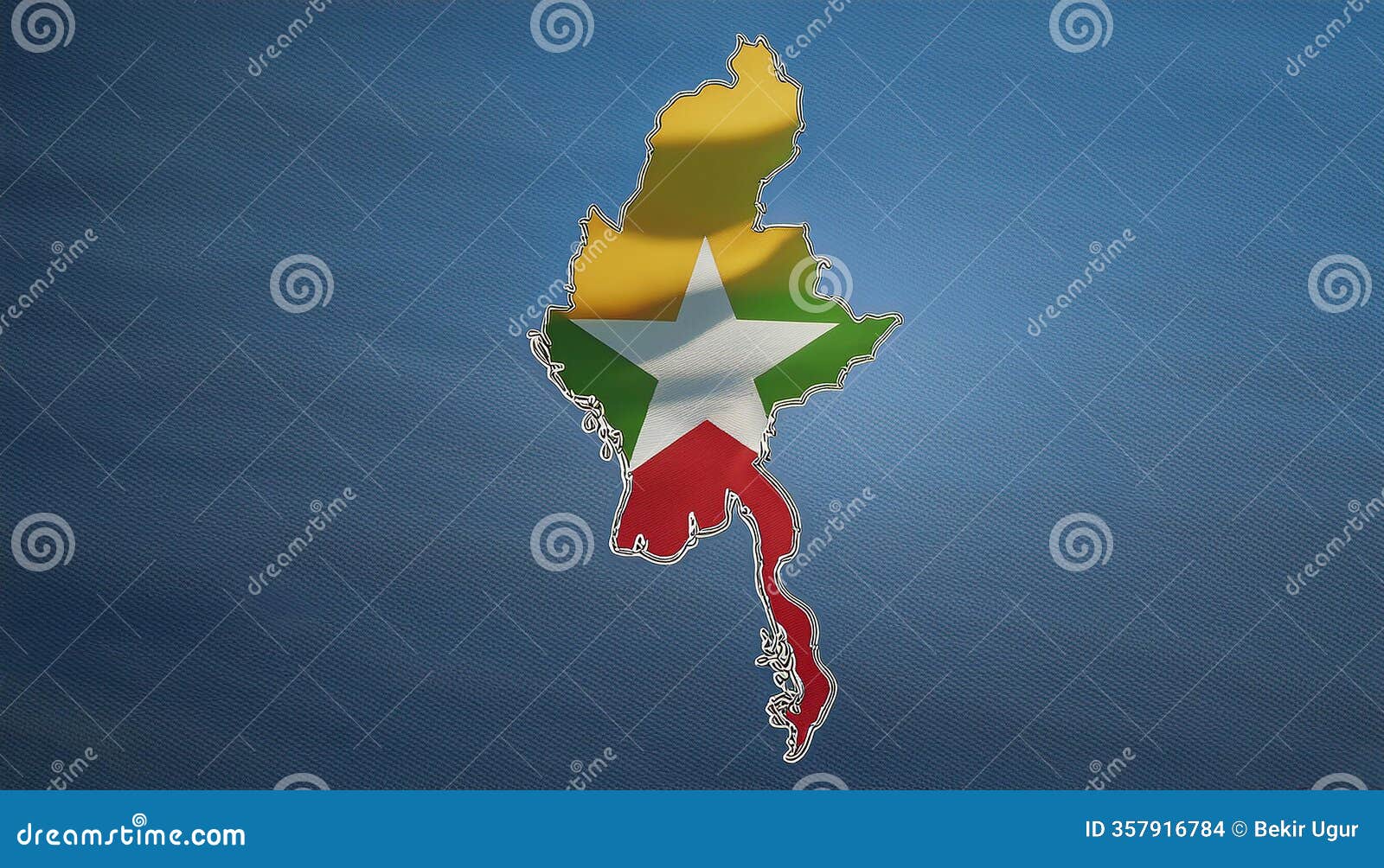 Map of Myanmar with Waving Flag in Background Stock Illustration ...