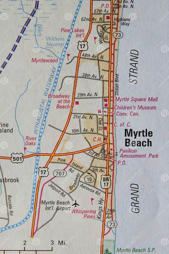 Map of Myrtle Beach, SC stock photo. Image of states - 31735188