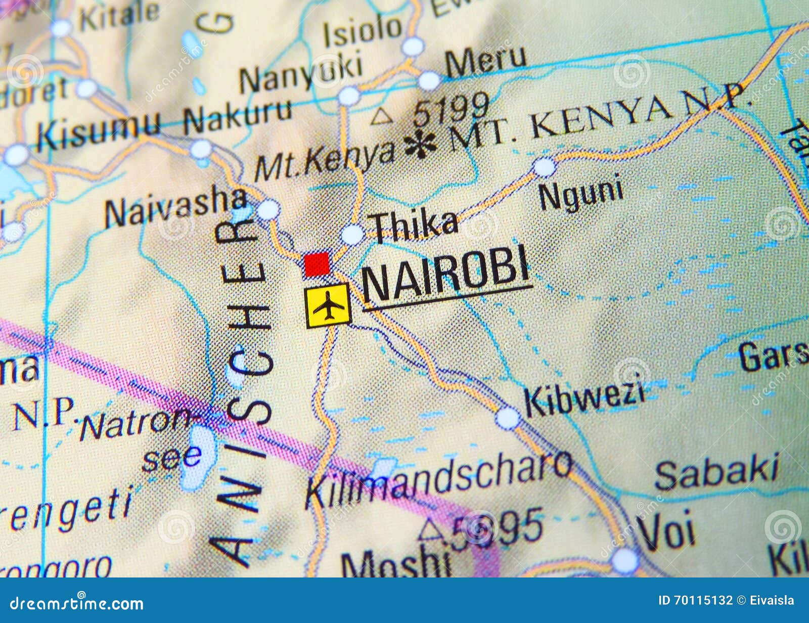 Map of Nairobi stock photo. Image of capital, focus, selective - 70115132