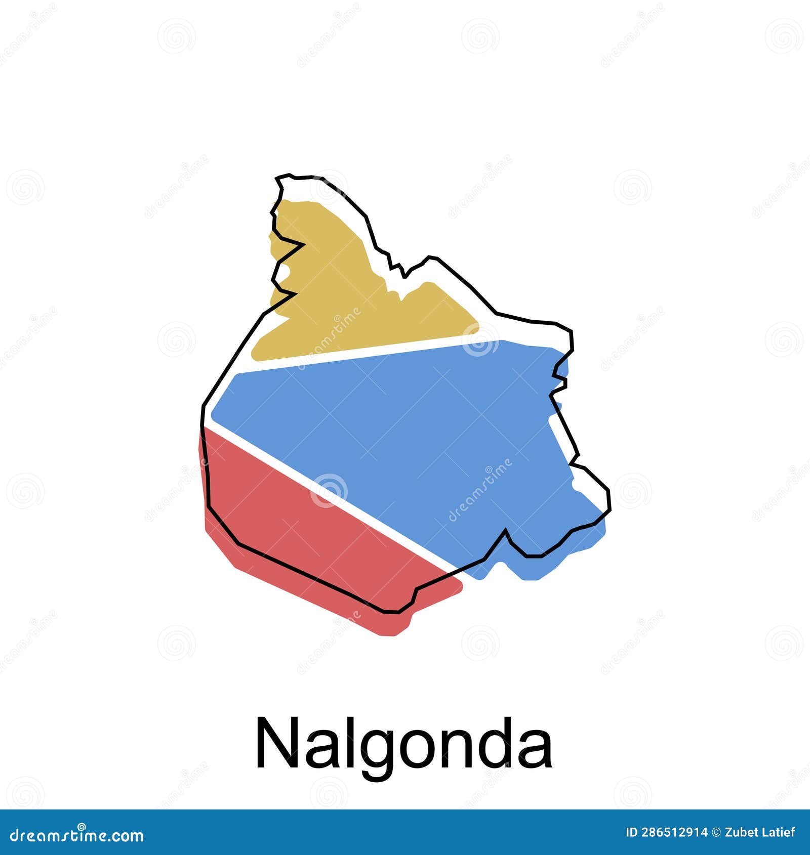 Map of Nalgonda Vector Design Template, National Borders and Important ...