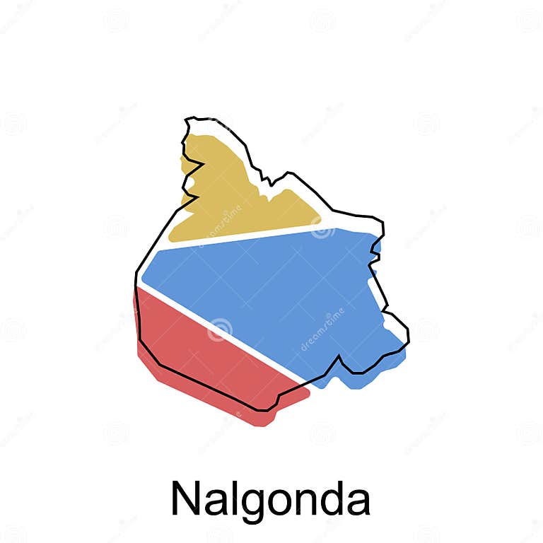 Map of Nalgonda Vector Design Template, National Borders and Important ...