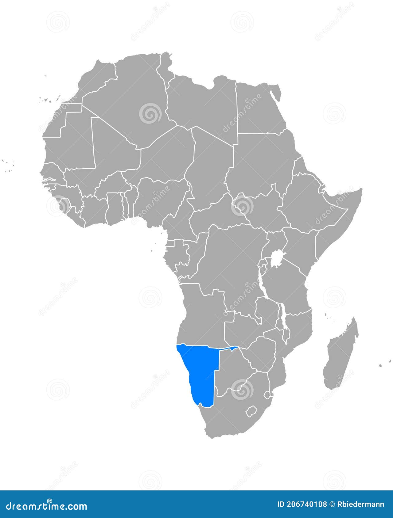 Map of Namibia in Africa stock vector. Illustration of vector - 206740108