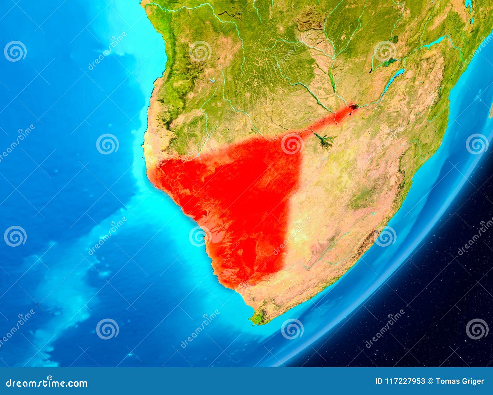 Orbit View of Namibia in Red Stock Illustration - Illustration of ...