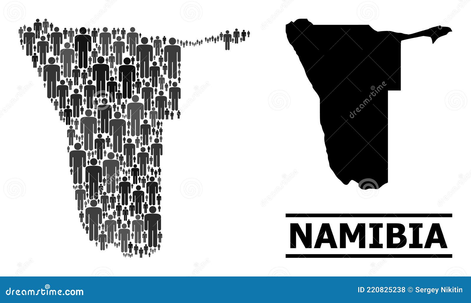 Vector Men Collage Map of Namibia and Solid Map Stock Vector ...
