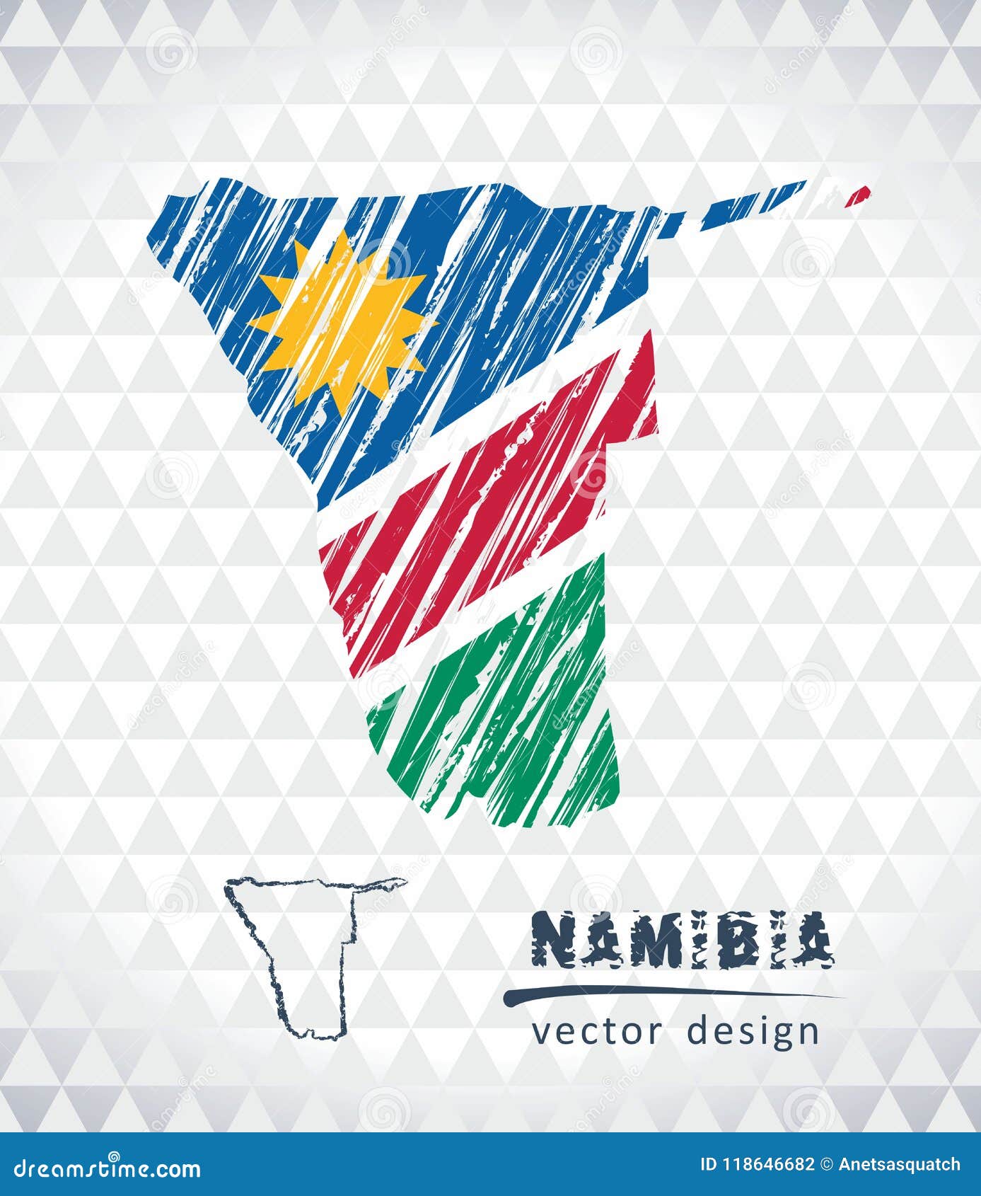 Map Of Namibia With Hand Drawn Sketch Pen Map Inside. Vector ...