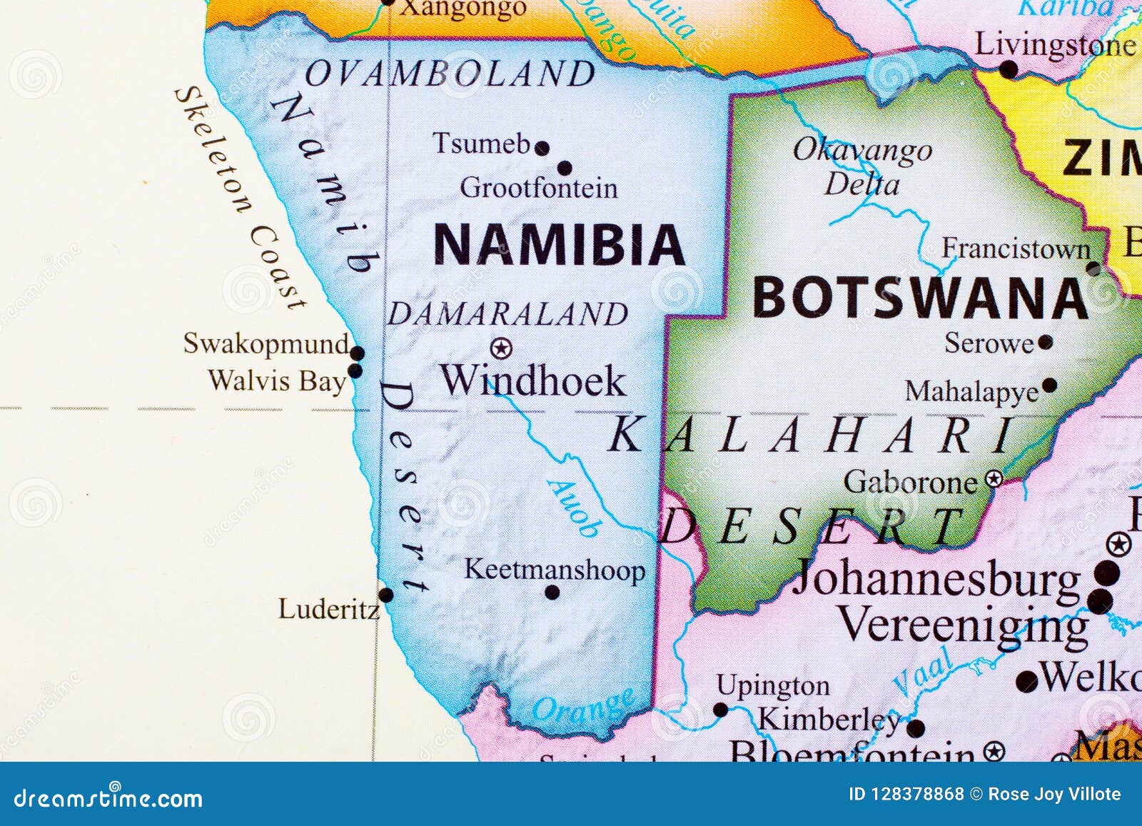 Map of Namibia stock photo. Image of border, windhoek - 128378868