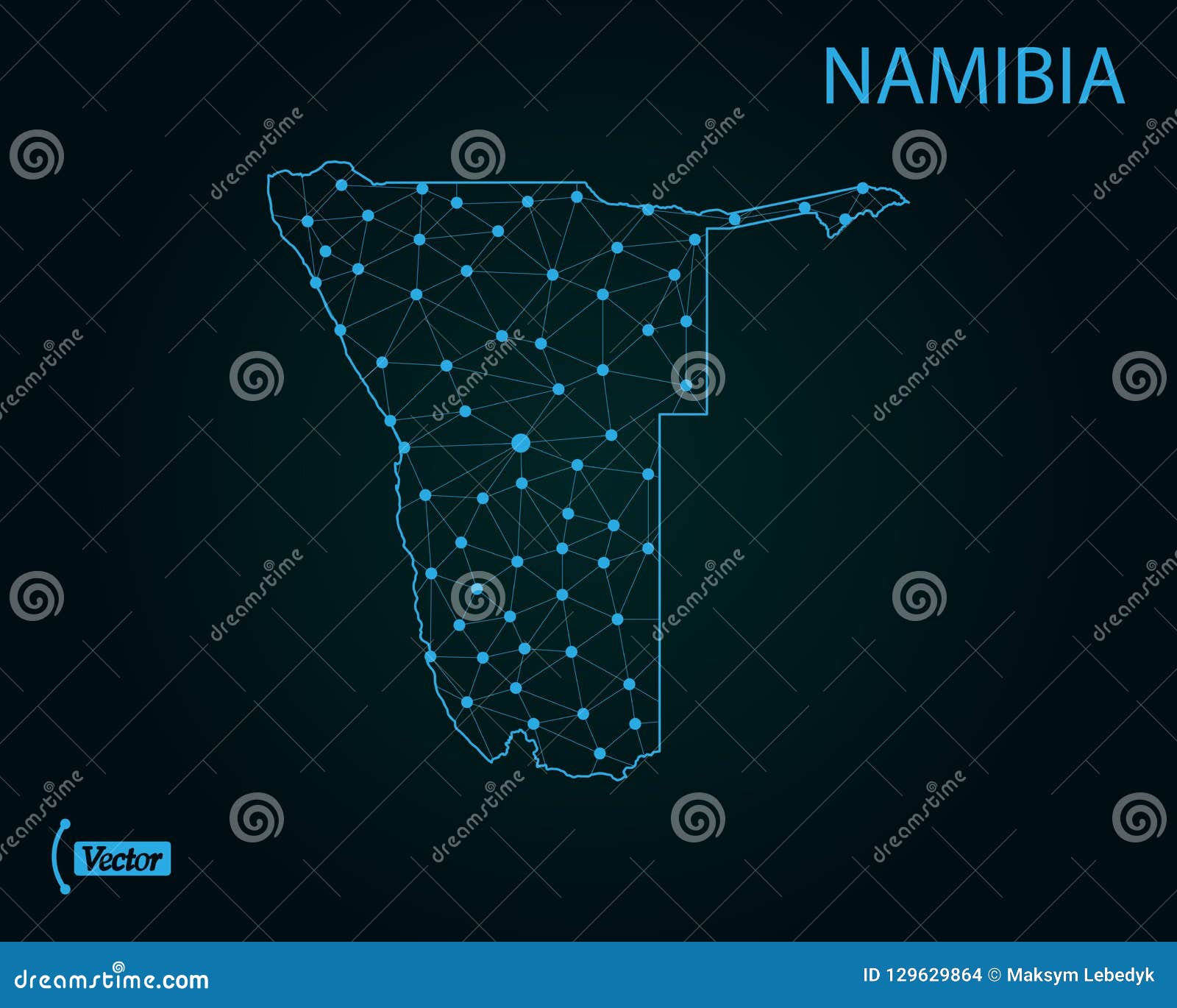 Namibia Vector Map Isolated On White Background. High-Detailed Black ...