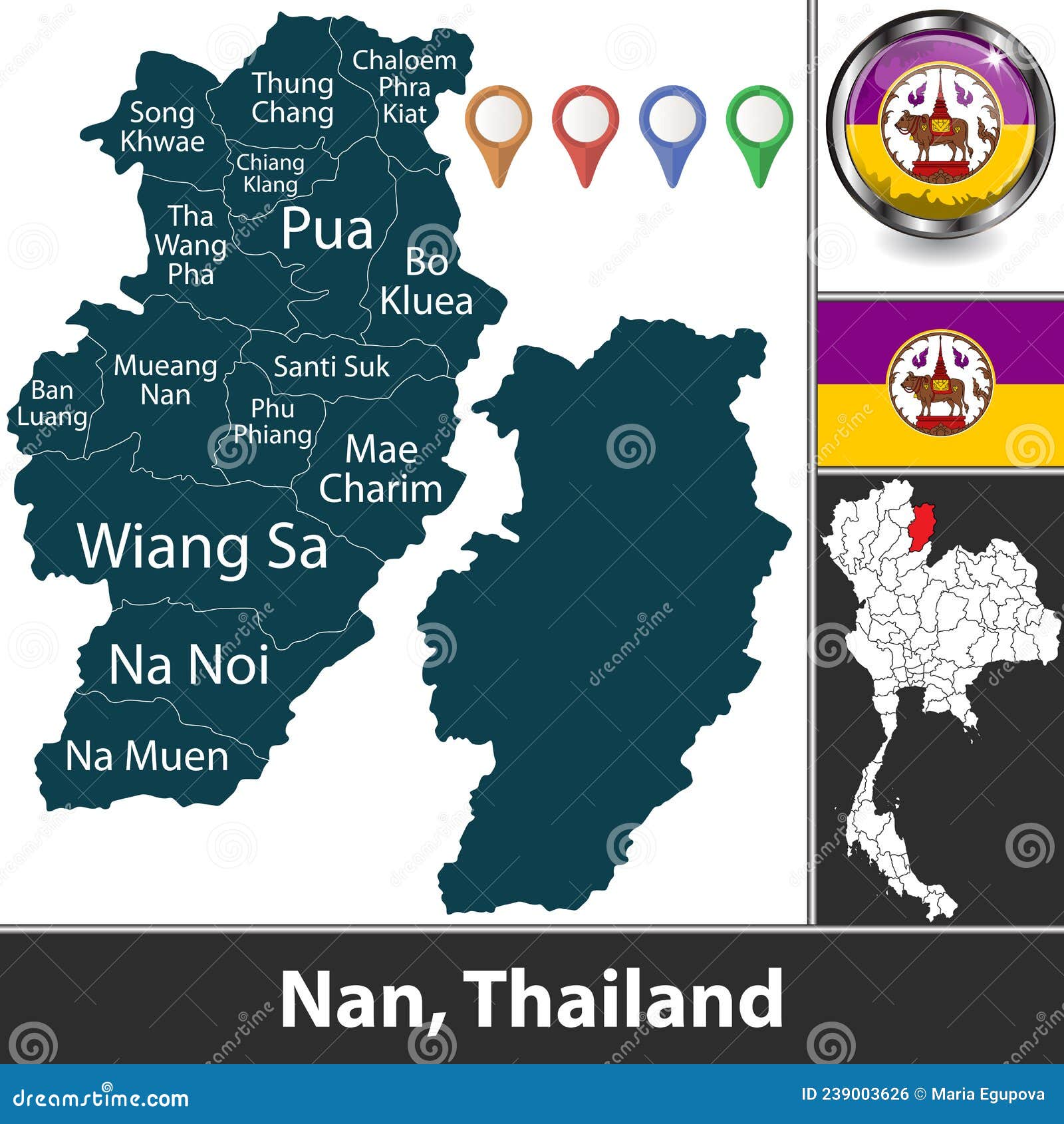 Map of Nan, Thailand stock vector. Illustration of country - 239003626