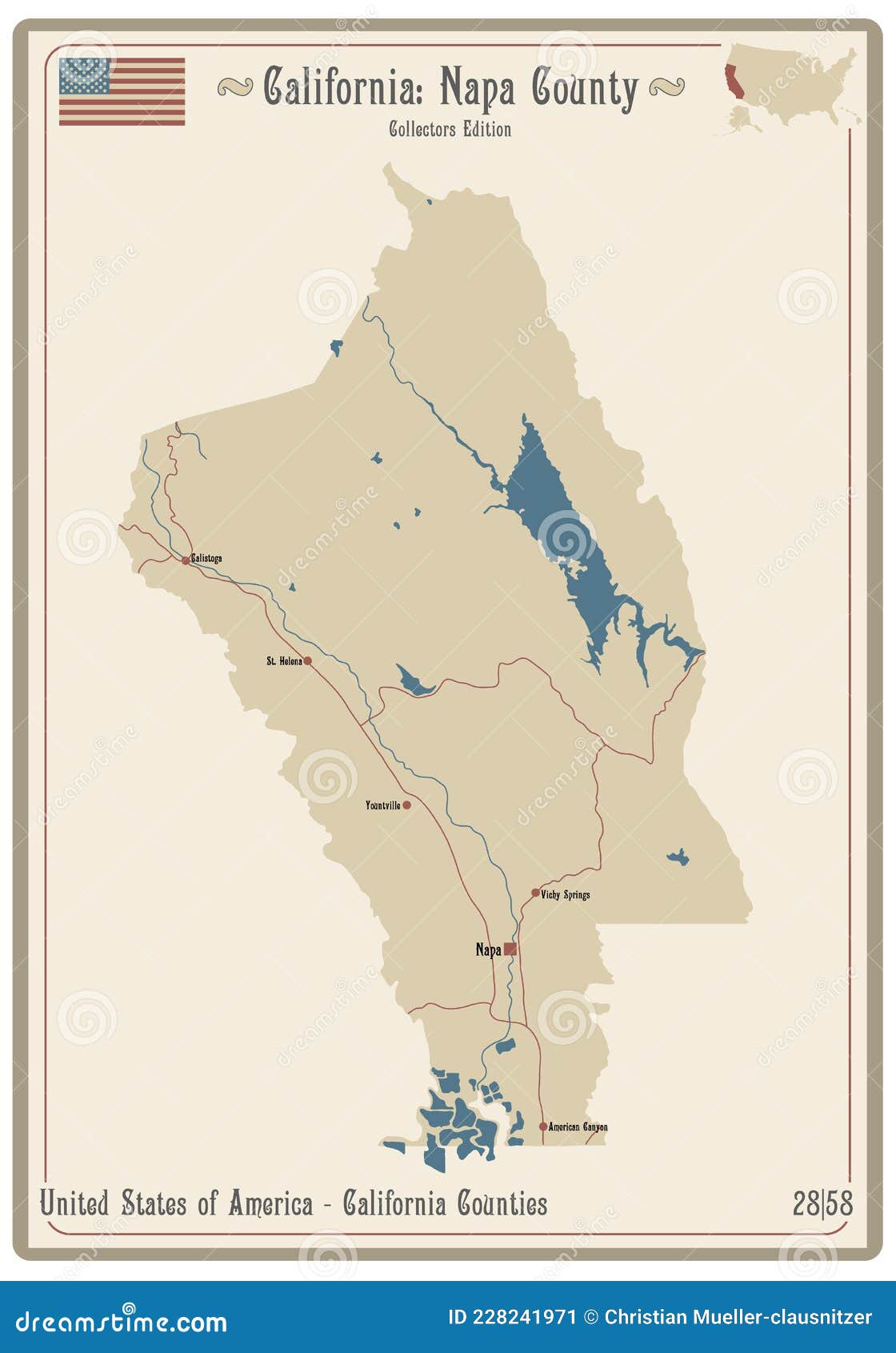 Napa County Map In California. Vector Illustration | CartoonDealer.com ...