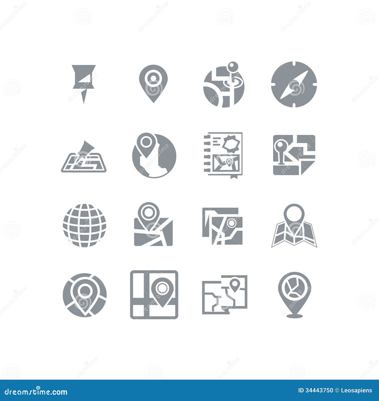 Map & Navigation Icon Set Stock Vector - Illustration of crossroad ...