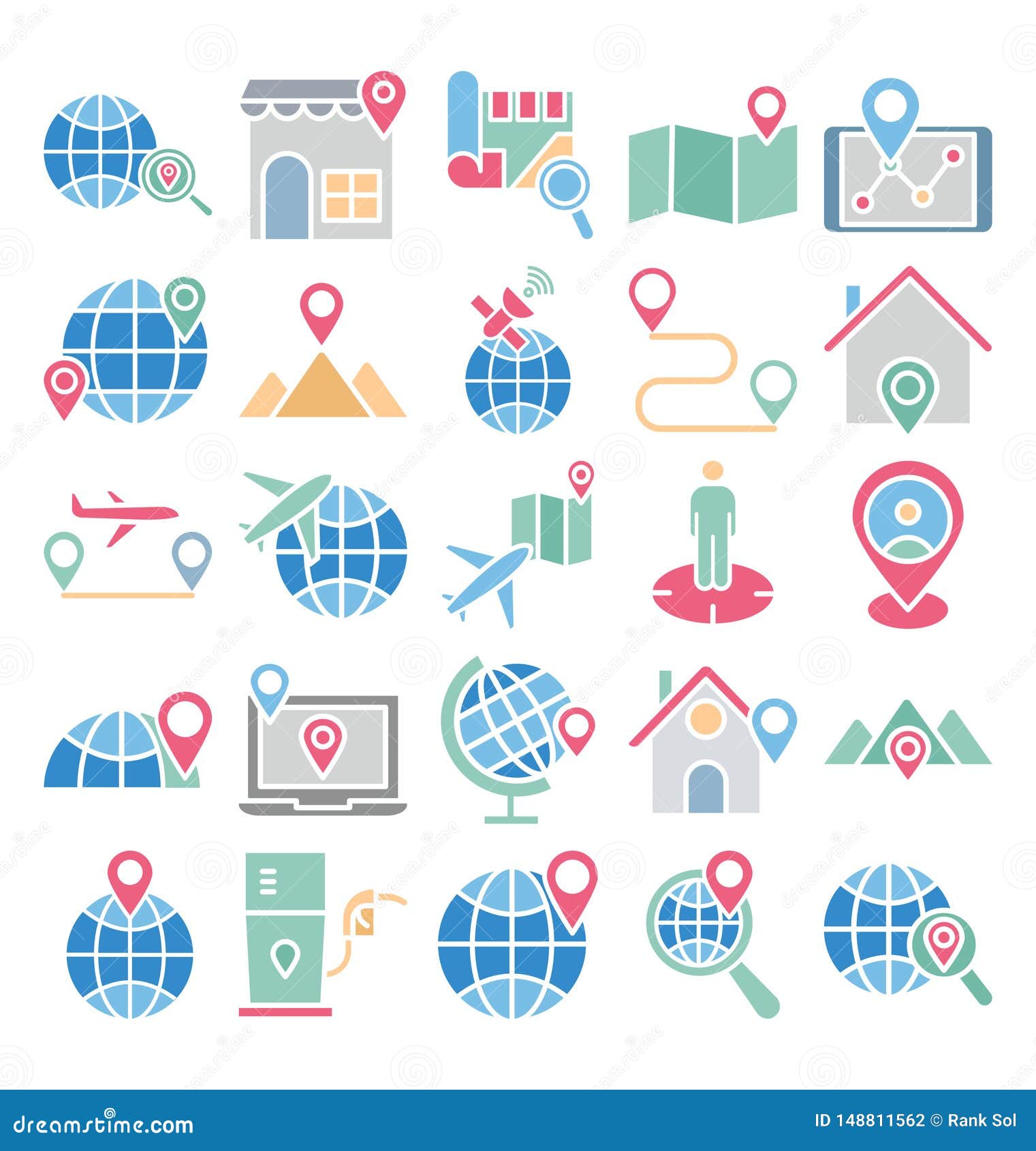 Map and Navigation Isolated Vector Icons Set that Can Easily Modify or Edit Stock Vector ...