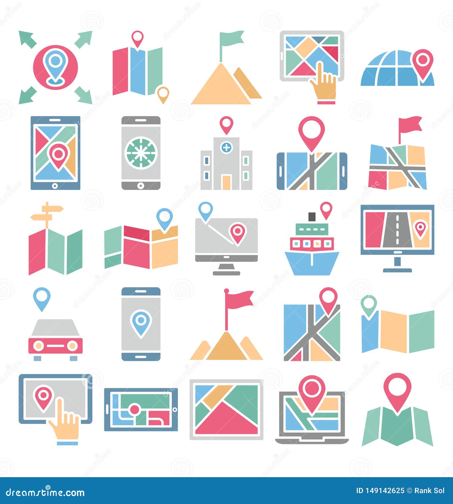 Map and Navigation Isolated Vector Icons Set that Can Easily Modify or Edit Stock Illustration ...
