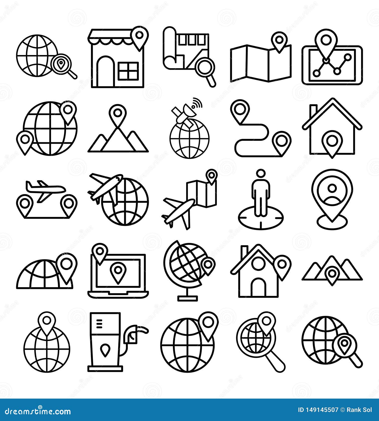 Map And Navigation Isolated Vector Icons Set That Can Easily Modify Or ...
