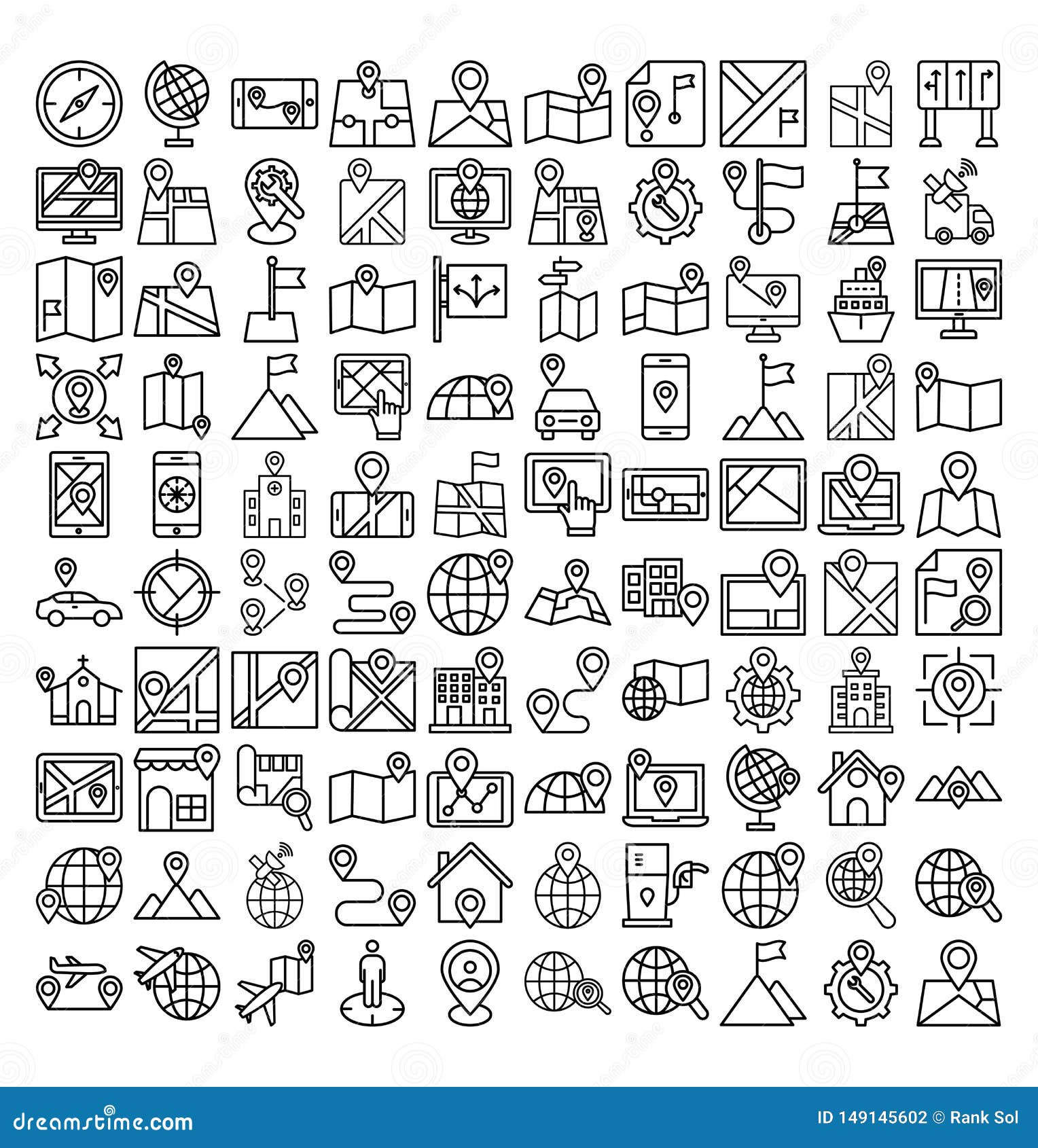 Map And Navigation Isolated Vector Icons Set That Can Easily Modify Or Edit Map And Navigation ...