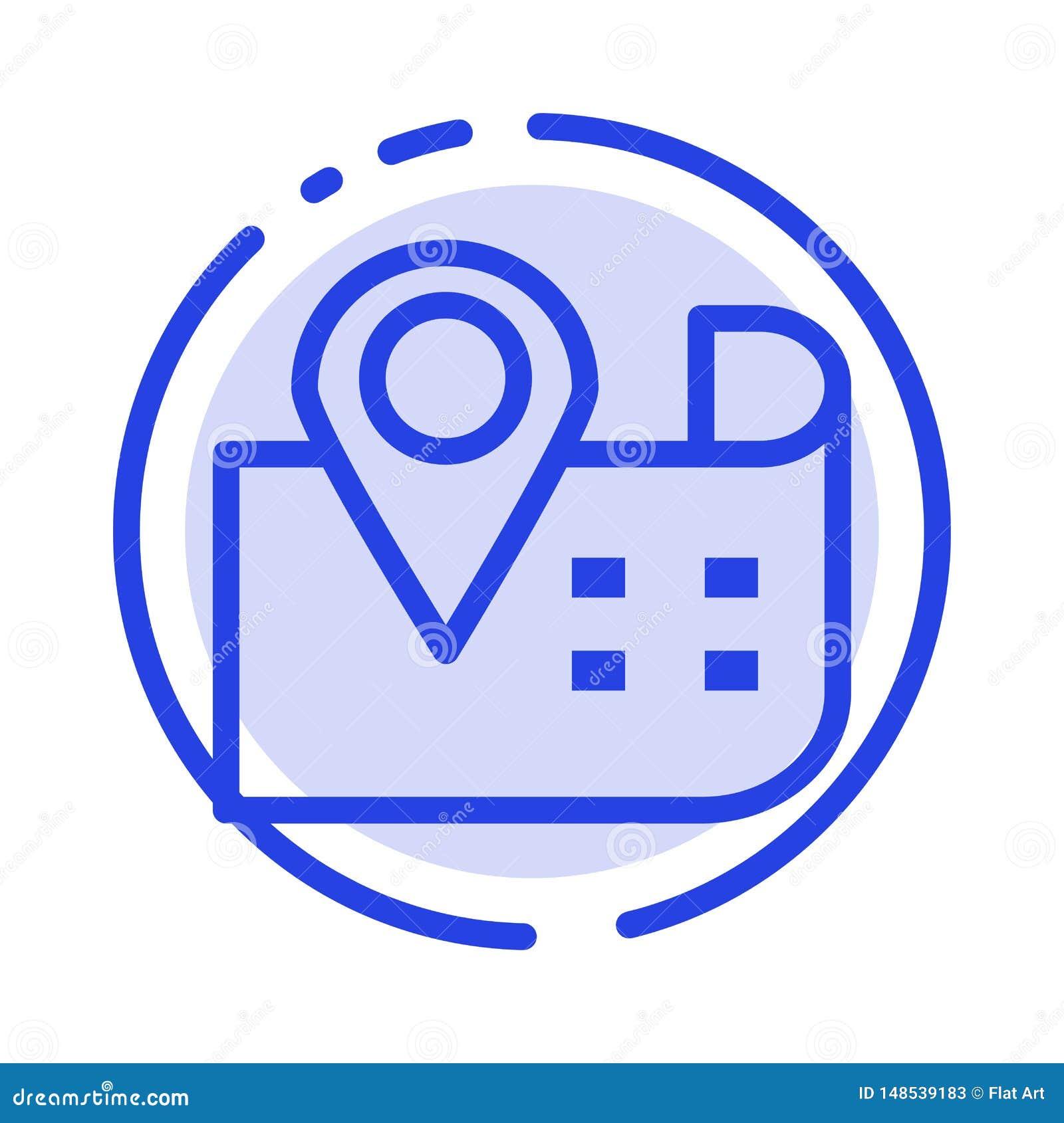 Map, Navigation, Location Blue Dotted Line Line Icon Stock Vector ...