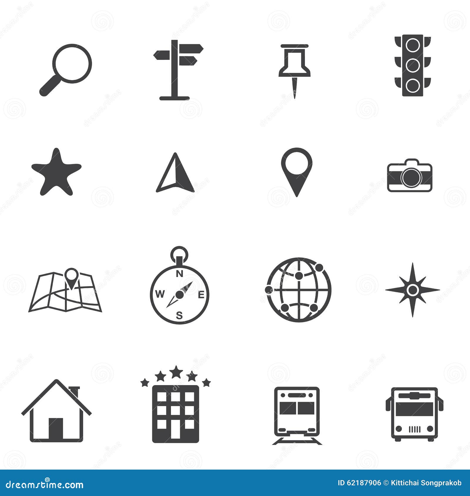Map, Navigation and Location Icons Set Stock Vector - Illustration of ...