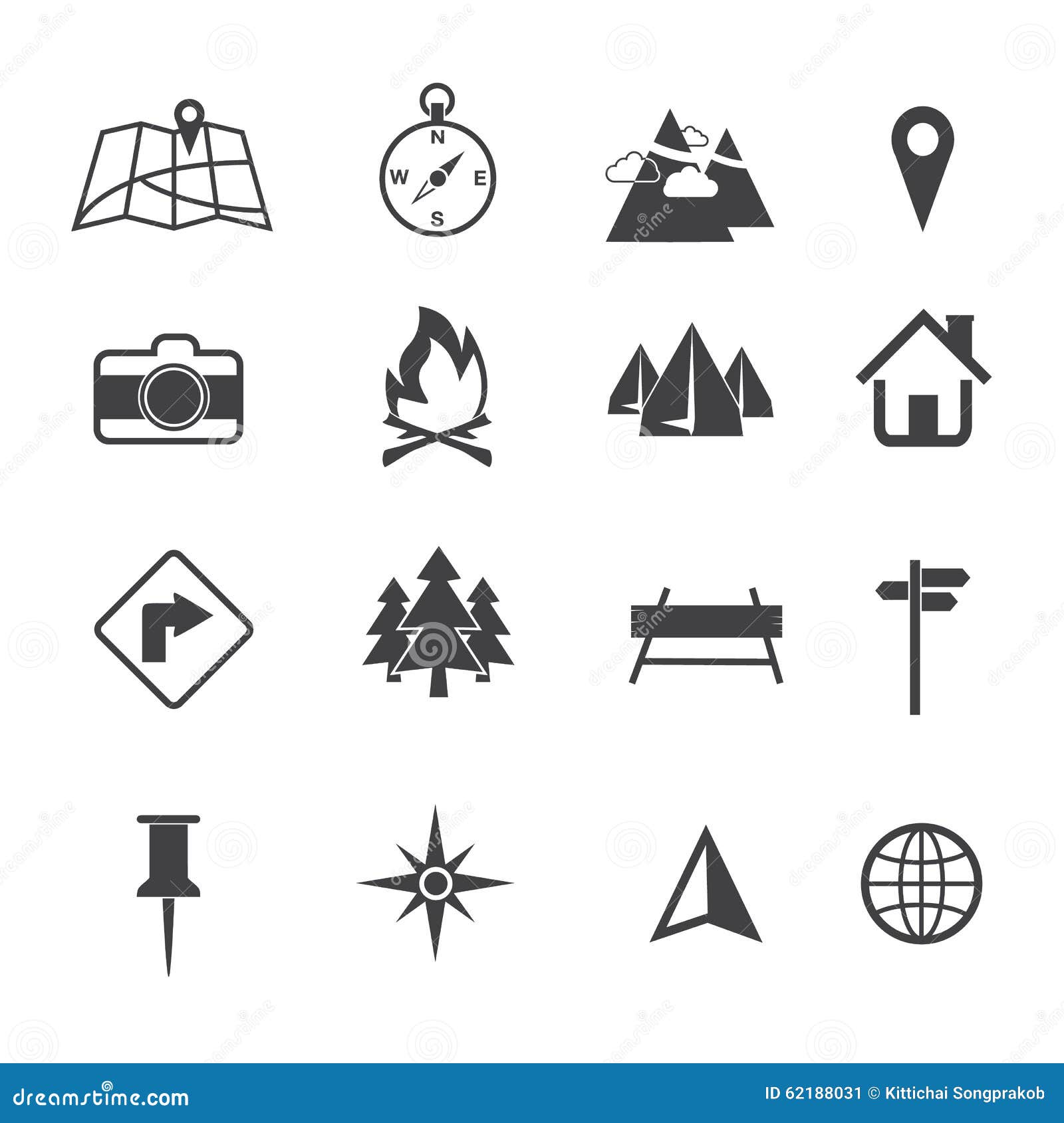 Map, Navigation and Location Icons Set Stock Vector - Illustration of ...