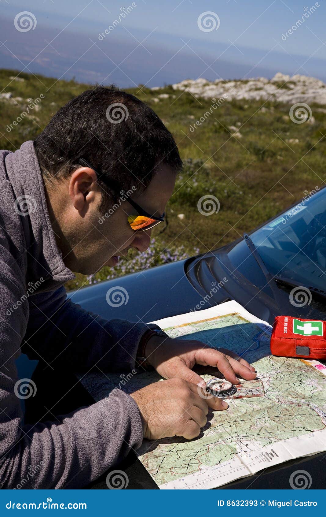 Compass On Map And Rescue Whistle Royalty-Free Stock Photo ...