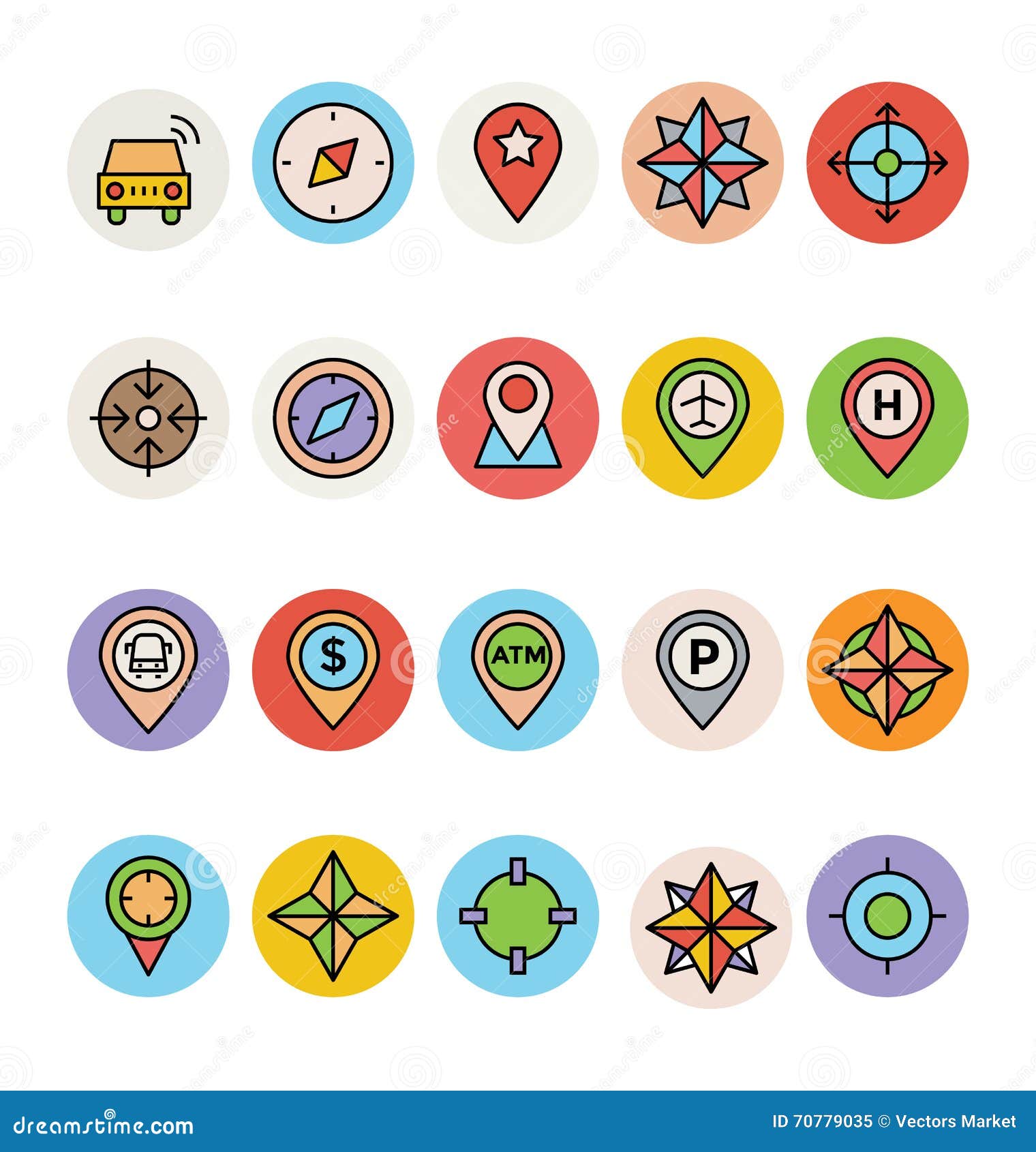 Map and Navigation Vector Icons 3 Stock Illustration - Illustration of ...