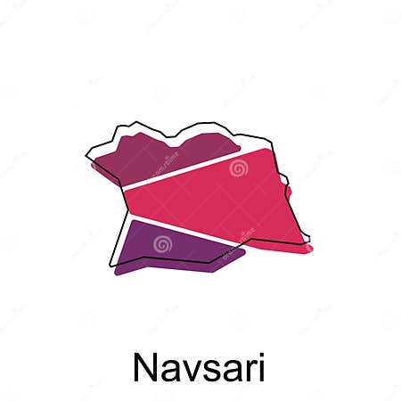 Map of Navsari Vector Design Template, National Borders and Important ...