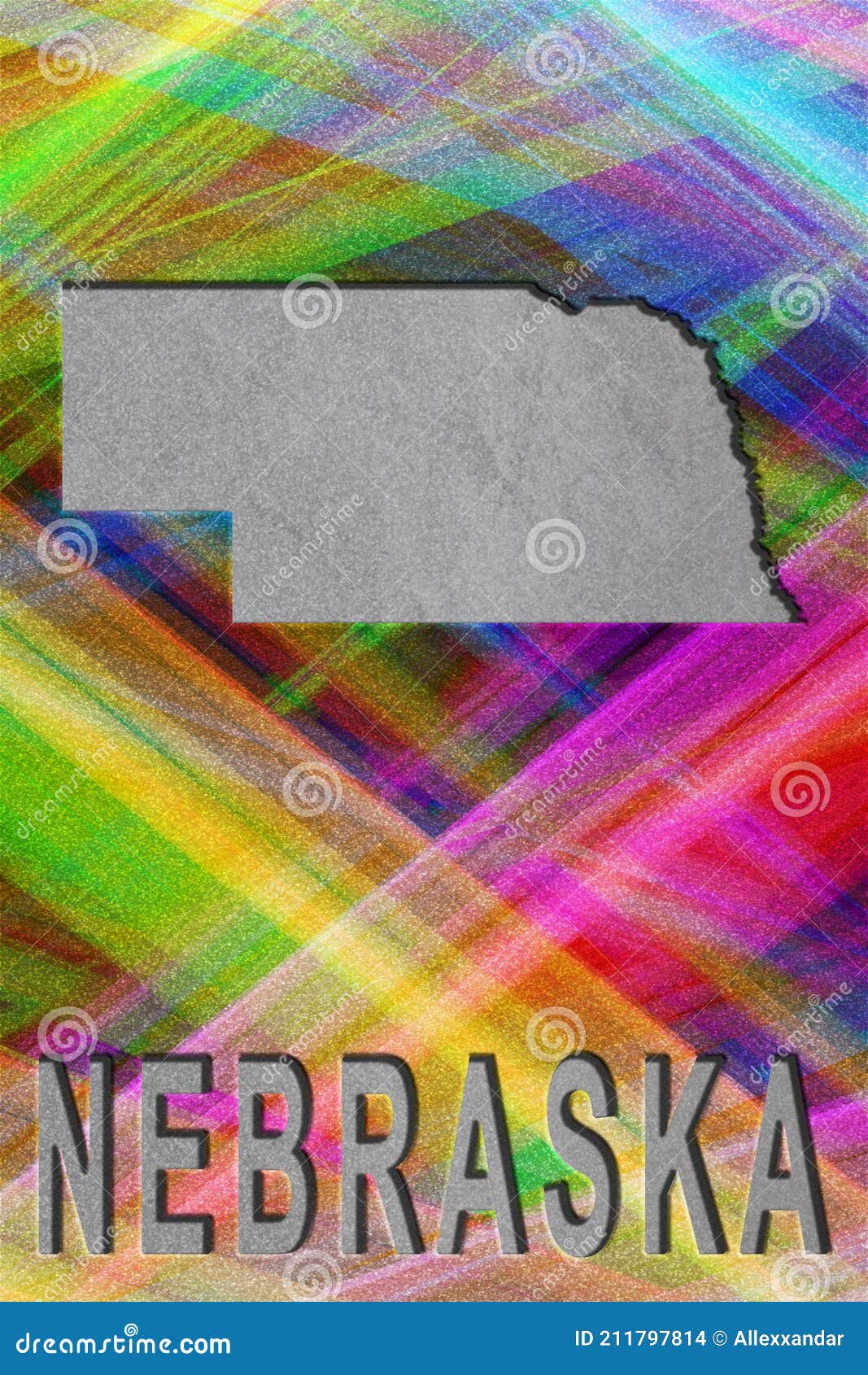 Map of Nebraska, Colorful Background Stock Illustration - Illustration ...