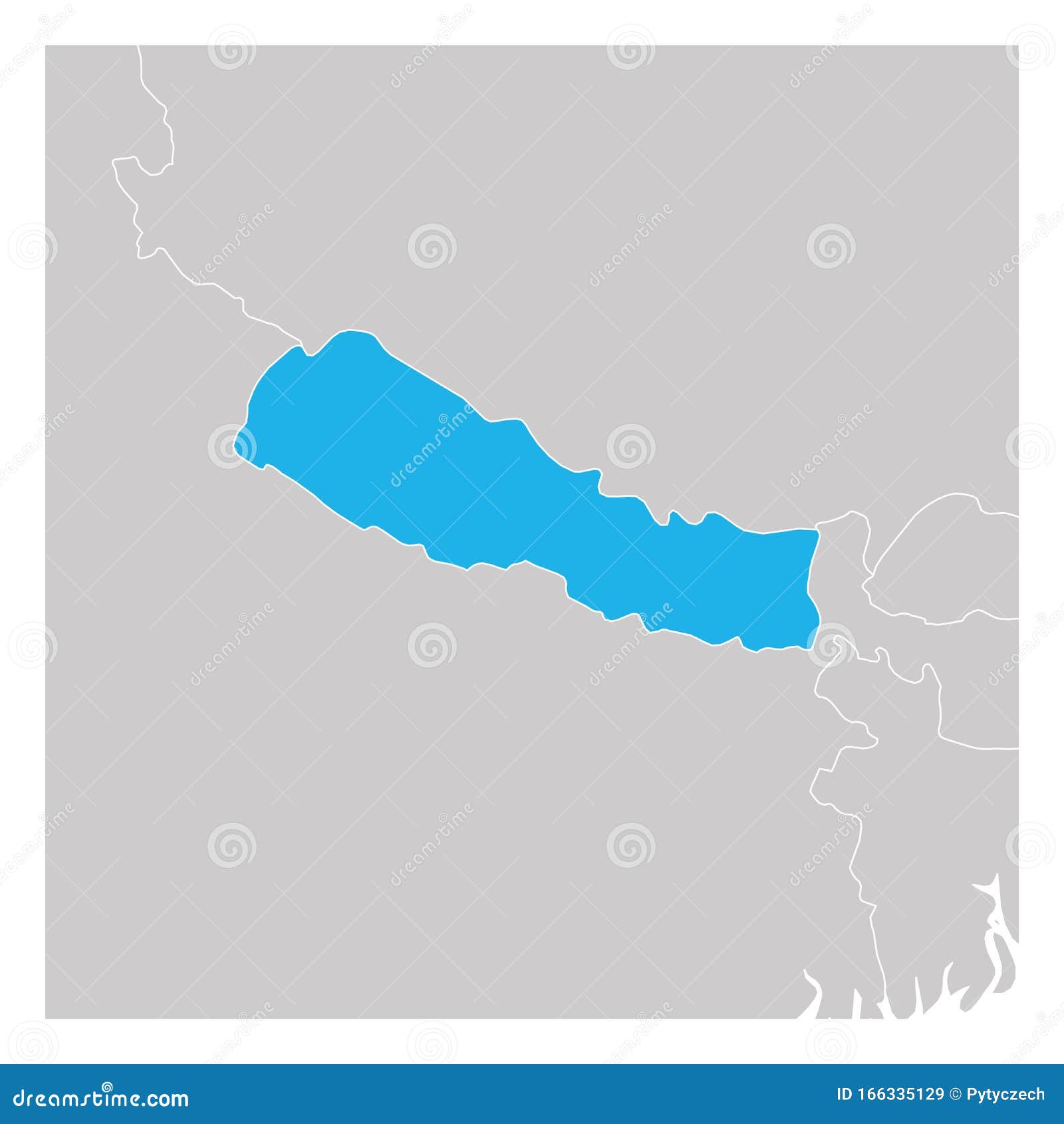 Map of Nepal Green Highlighted with Neighbor Countries Stock Vector ...