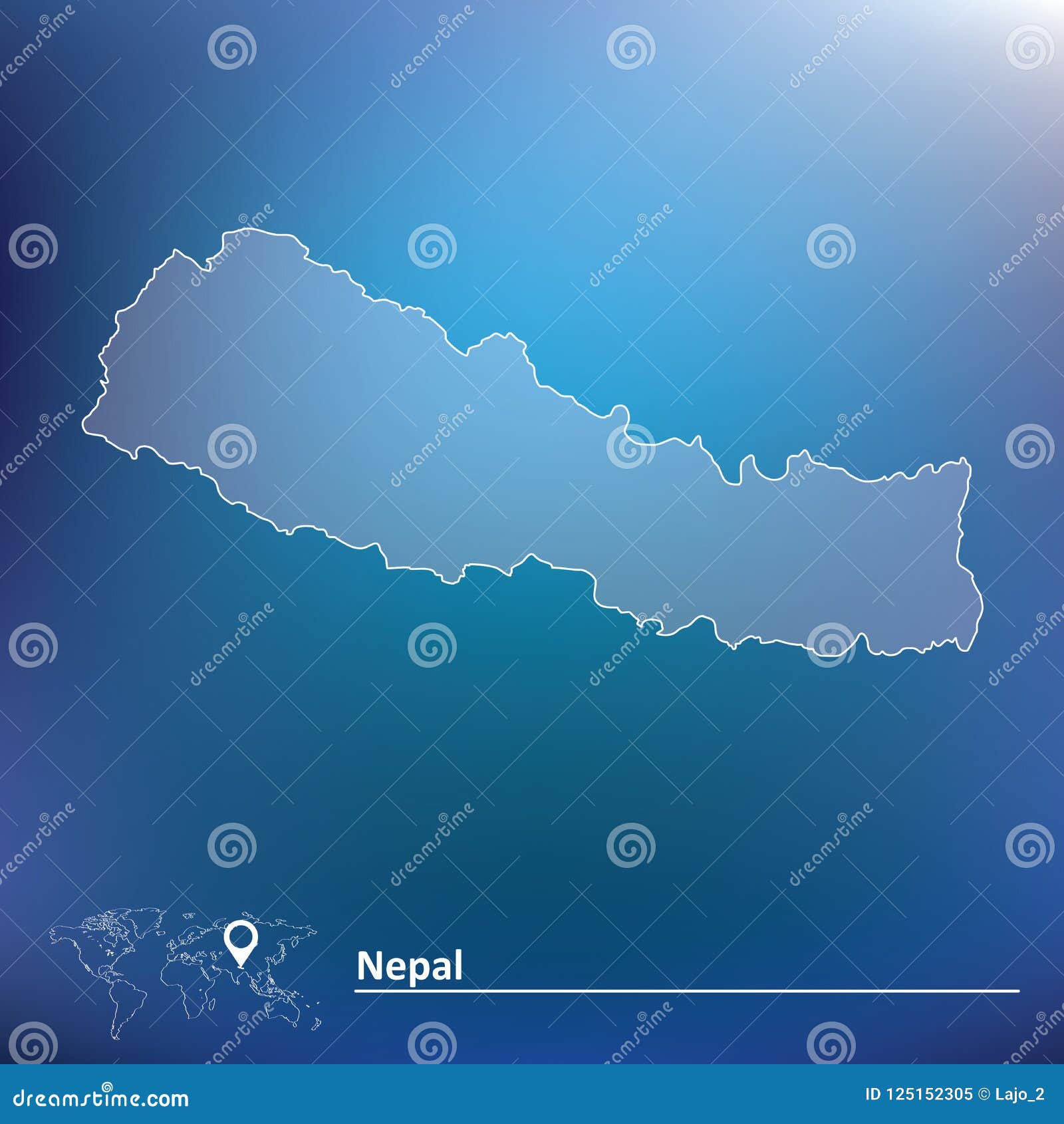 Map of Nepal stock vector. Illustration of atlas, contour - 125152305