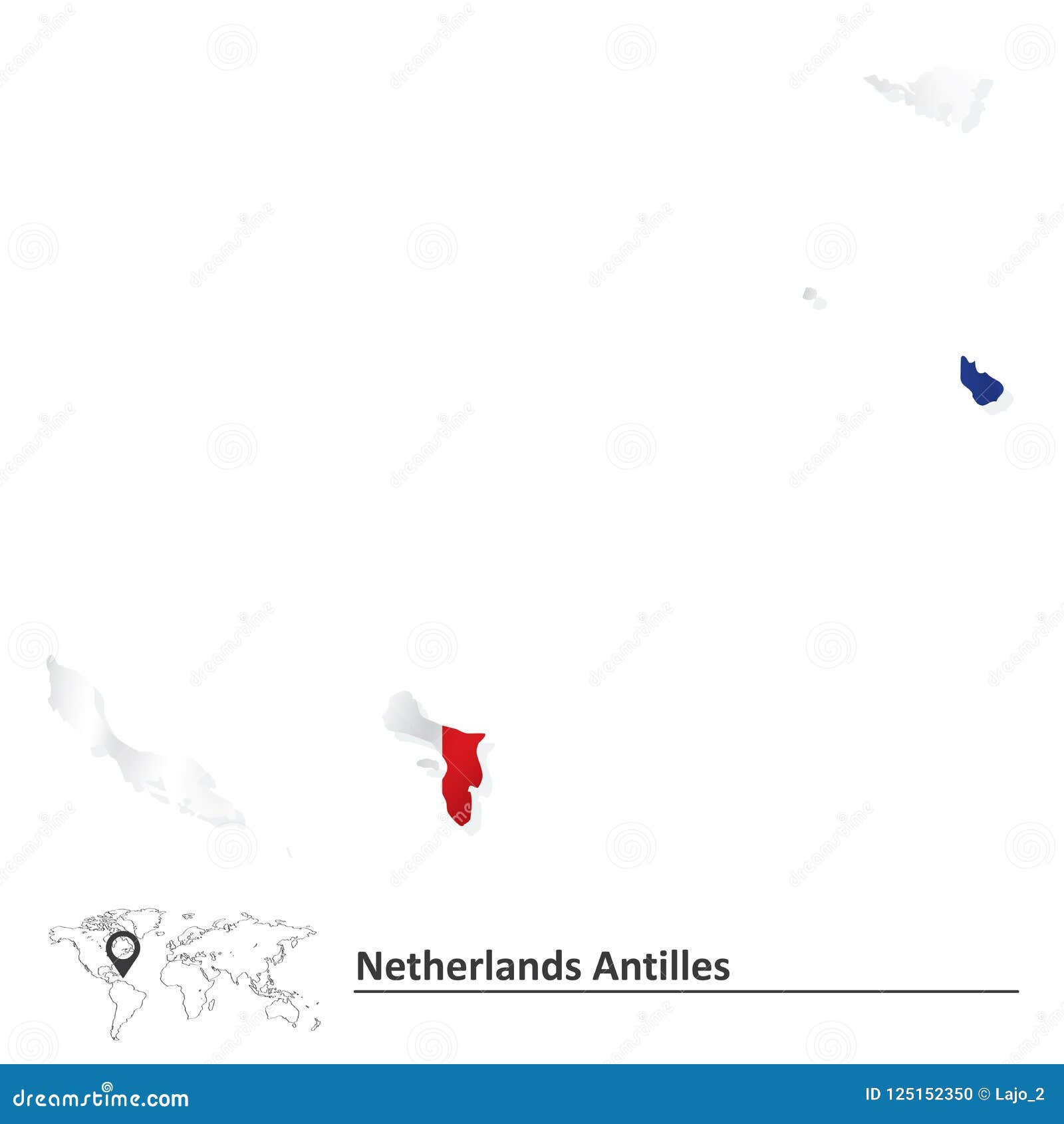 Map of Netherlands Antilles with Flag Stock Vector - Illustration of ...