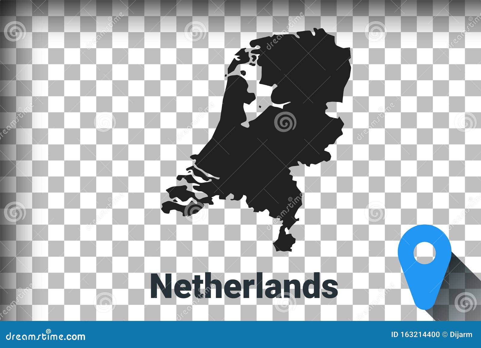 Map of Netherlands, Black Map on a Transparent Background. Alpha ...