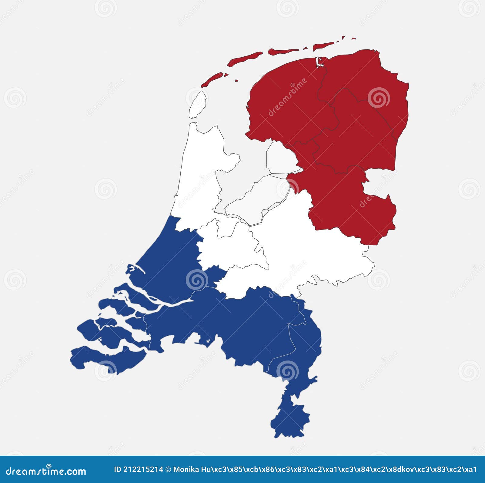 Map of the Netherlands in the Colors of the Flag with Administrative ...