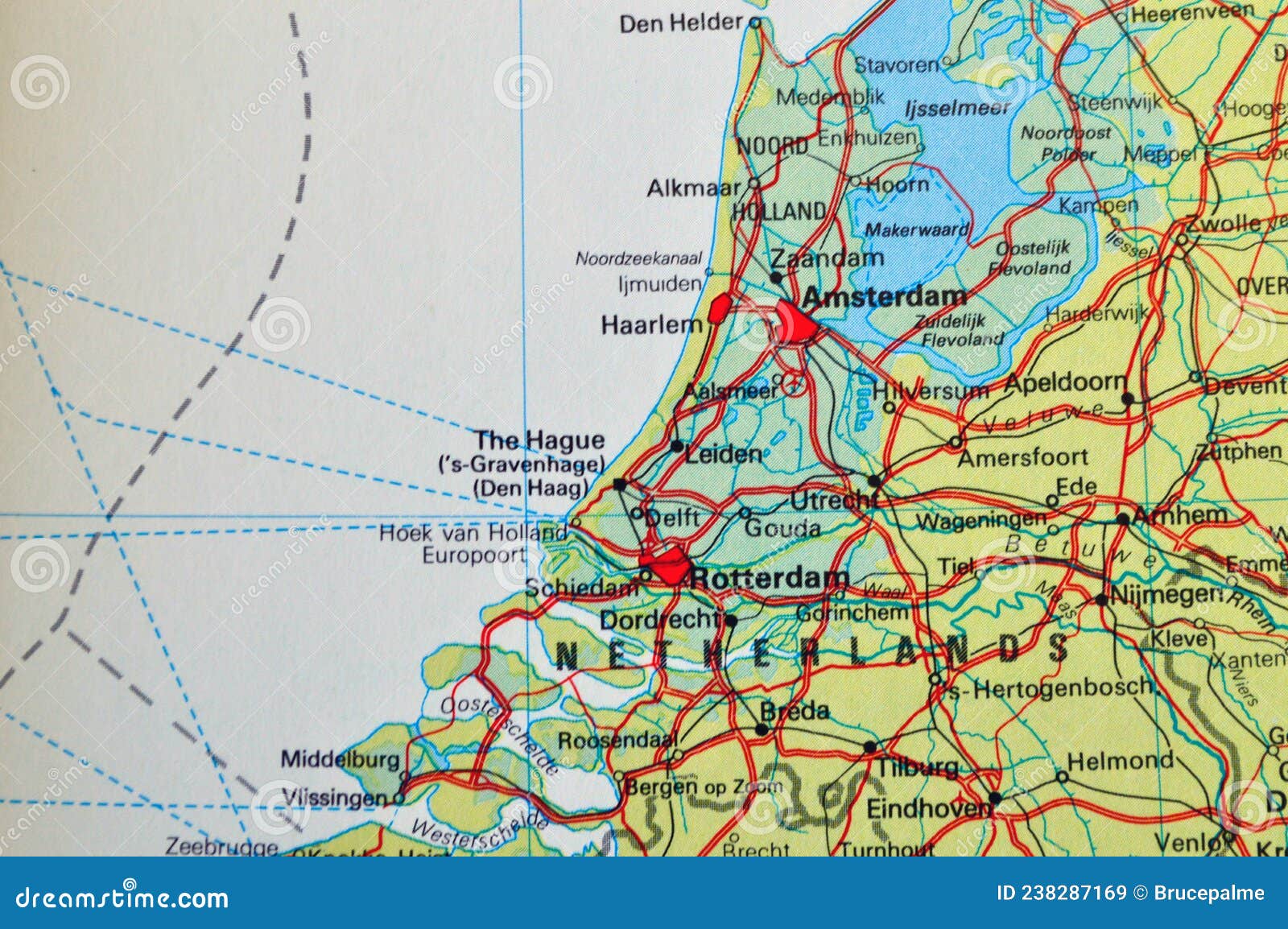 A Map of the Netherlands Featuring the Main Cities Stock Image - Image ...
