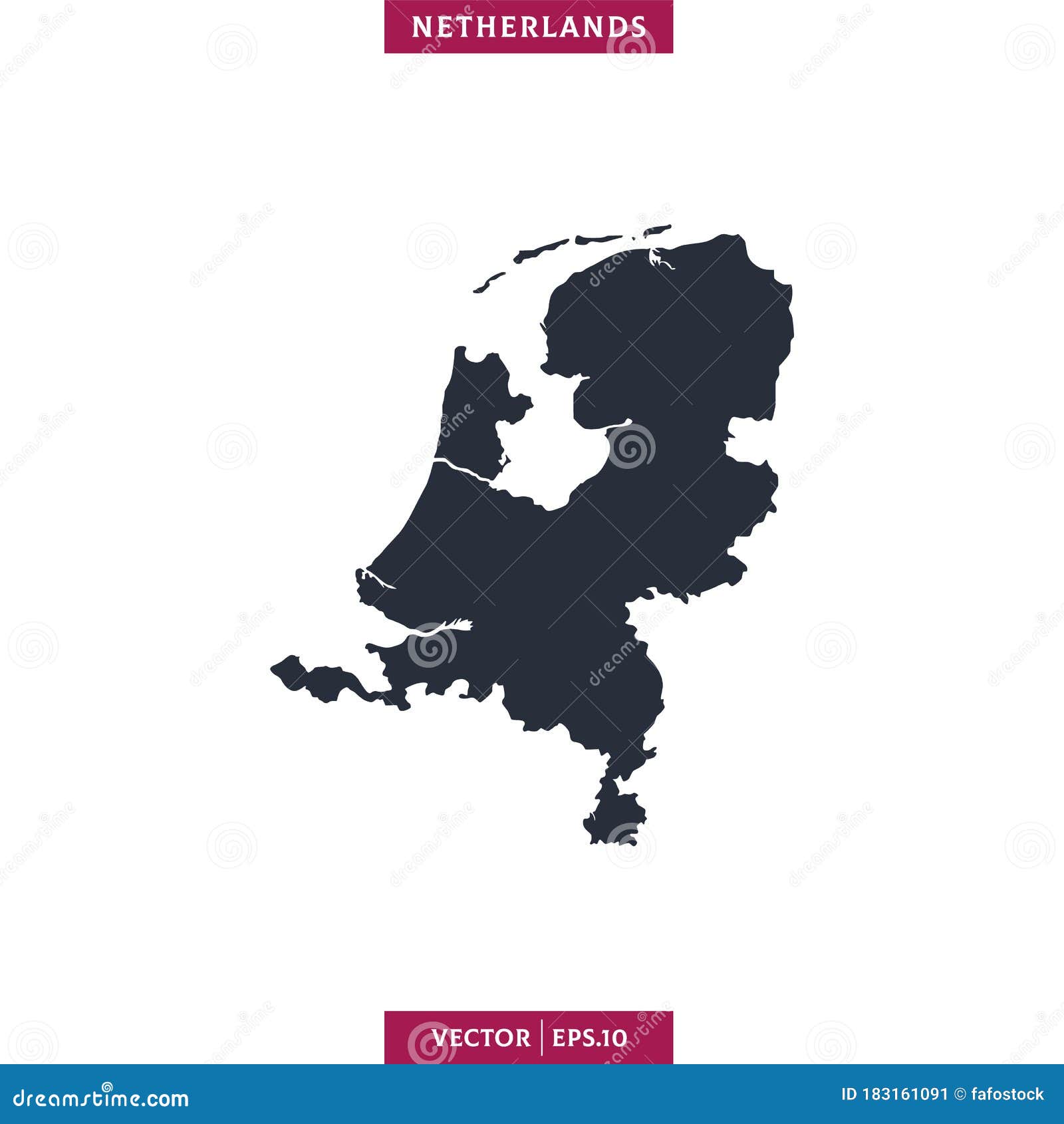 Netherlands Map. High Detailed Map Vector in White Background. Stock ...