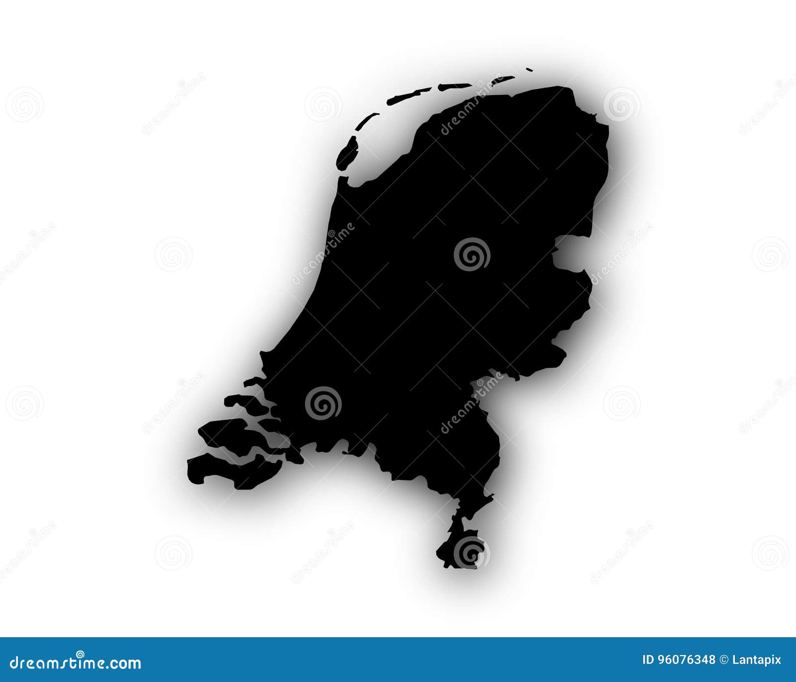 Map of the Netherlands with Shadow Stock Vector - Illustration of ...