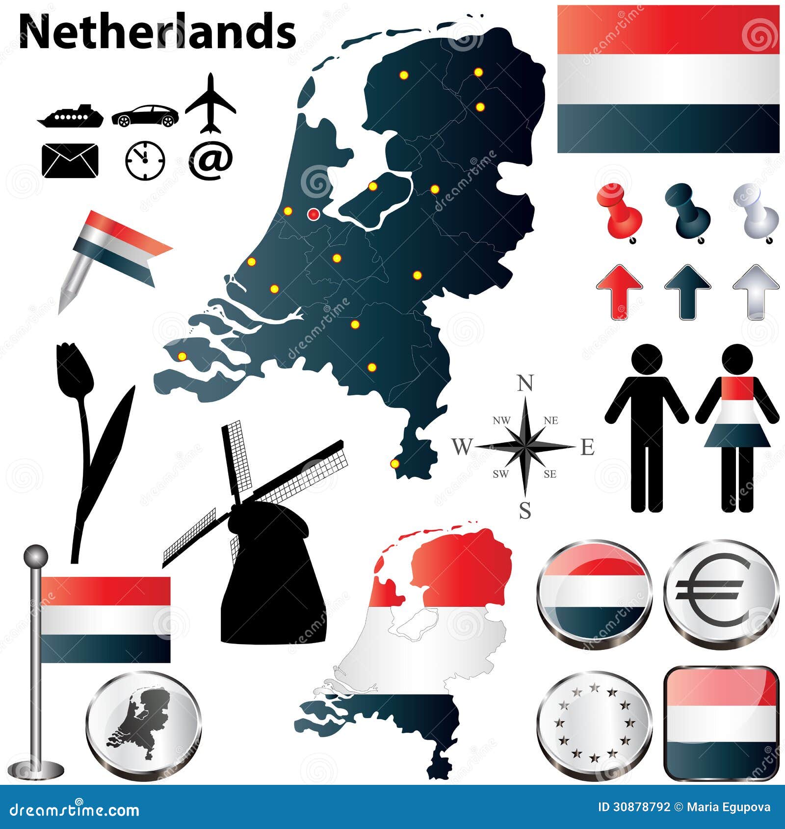 Map of Netherlands stock vector. Illustration of dutch - 30878792