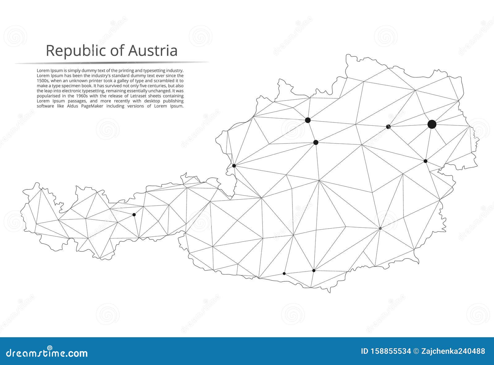 The Map of the Network of the Austria. Vector Low-poly Image of a ...
