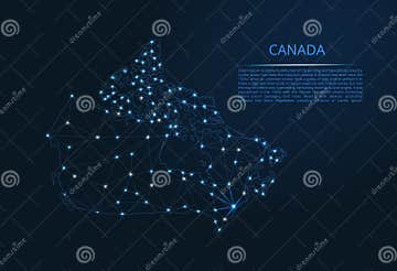 The Map of the Network of the Canada. Vector Low-poly Image of a Global ...