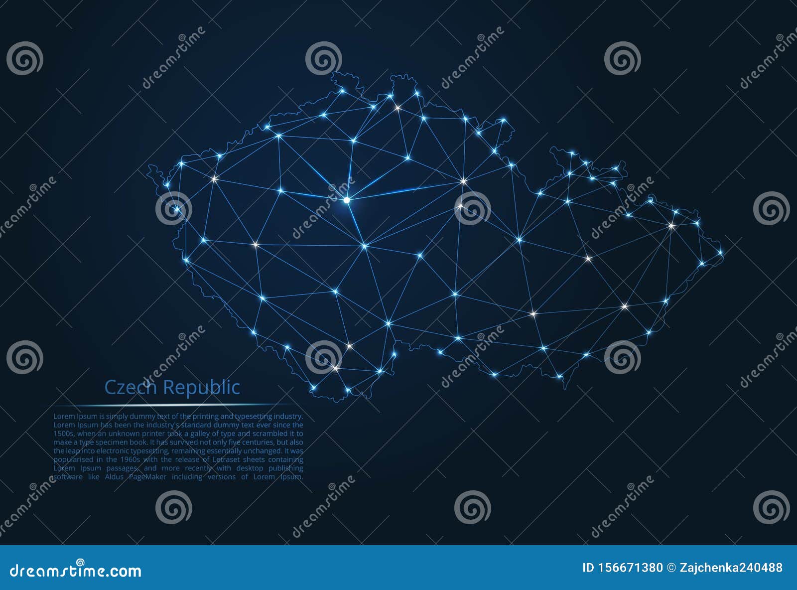 The Map of the Network of the Czech Republic. Vector Low-poly Image of ...