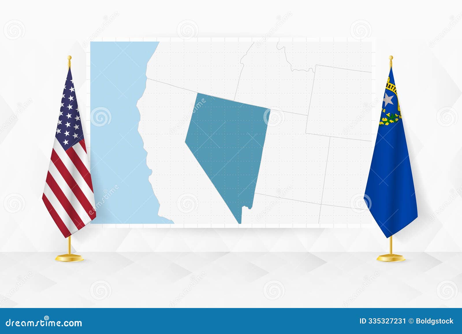 Map of Nevada and Flags of Nevada on Flag Stand Stock Illustration ...
