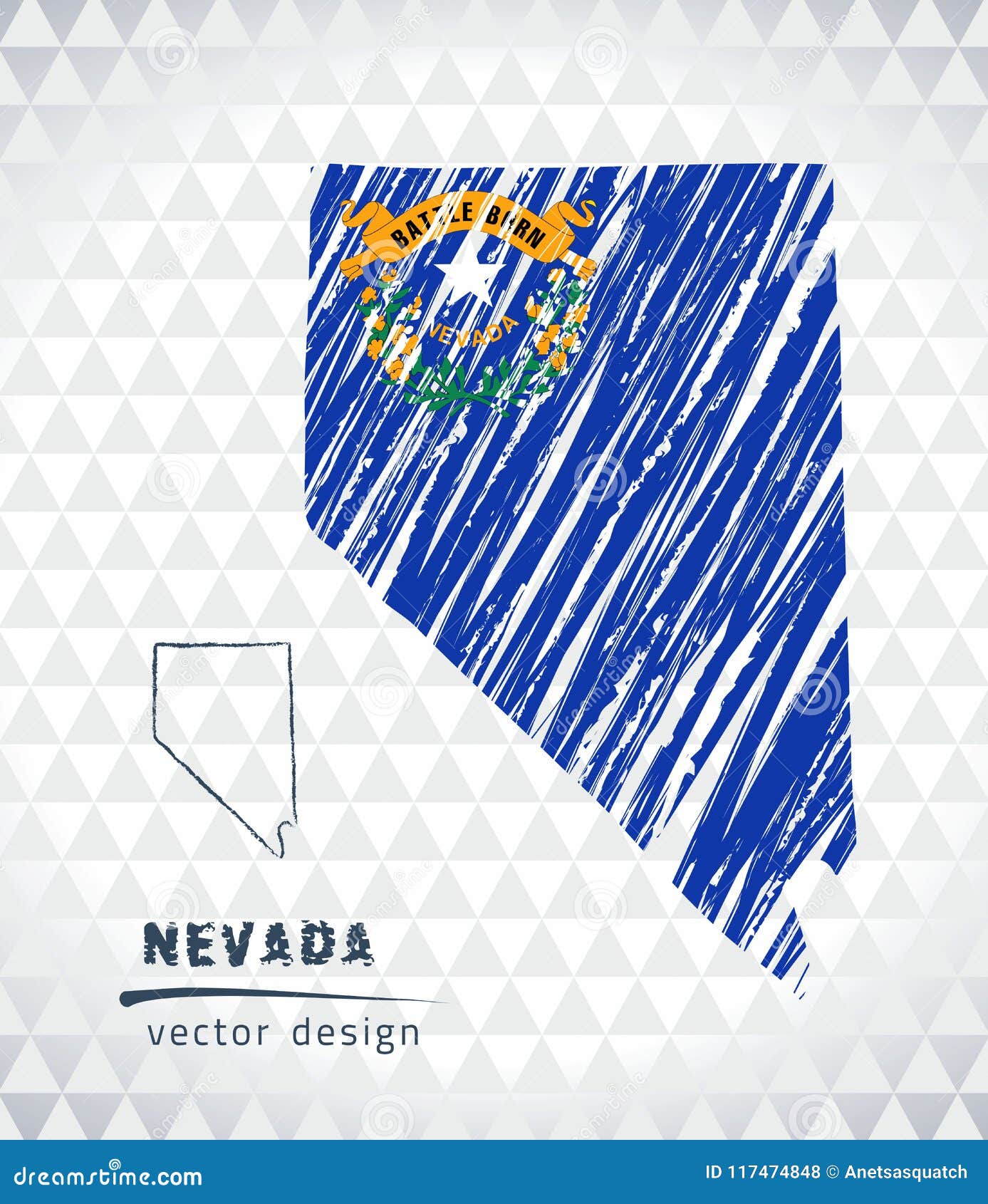 Map of Nevada with Hand Drawn Sketch Pen Map Inside. Vector ...