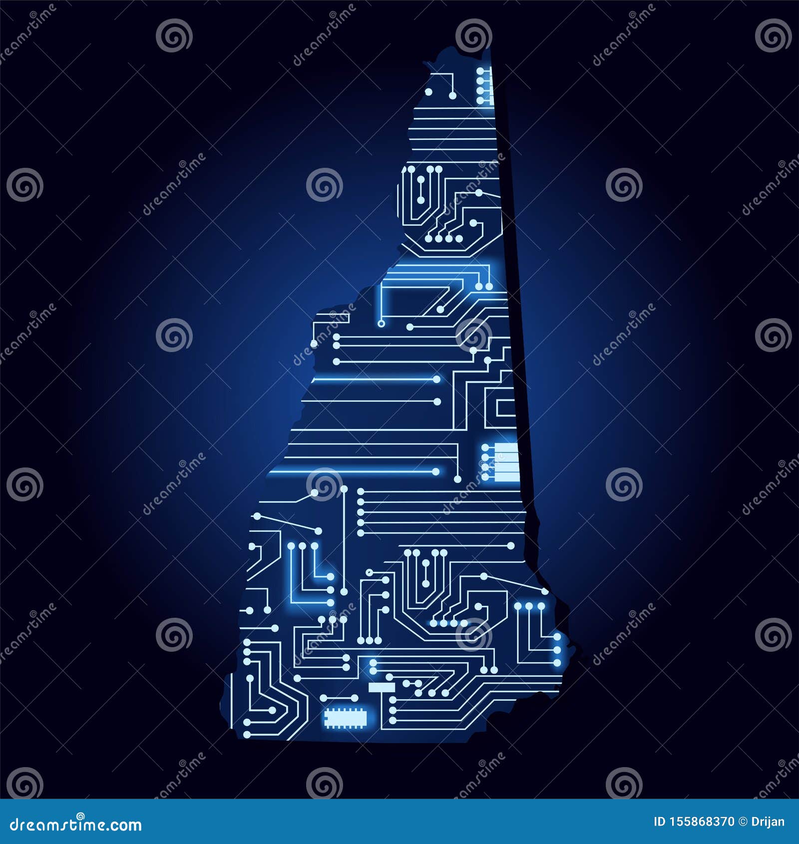 Map of New Hampshire with Electronic Circuit Stock Vector ...