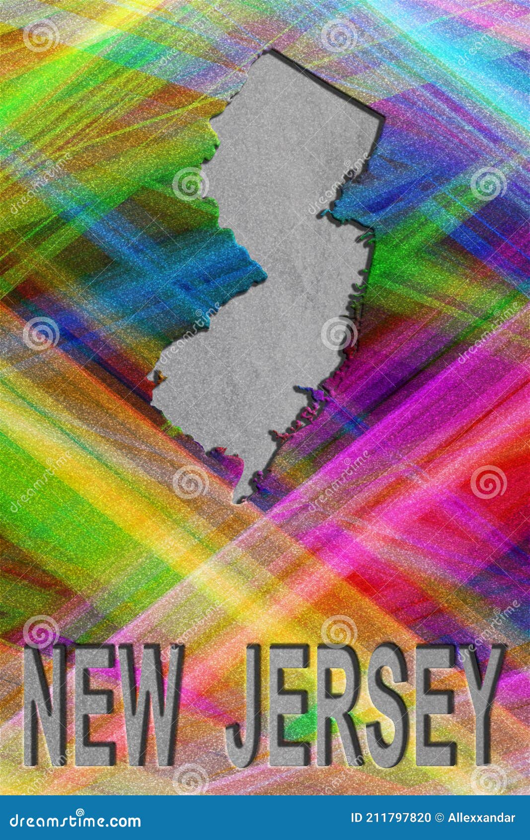 Map of New Jersey, Colorful Background Stock Illustration ...