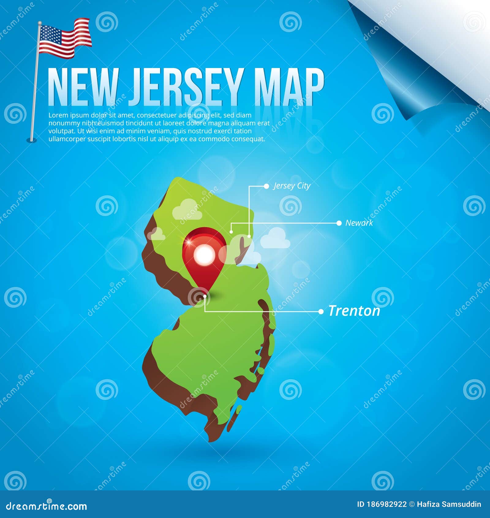 Map of New Jersey State. Vector Illustration Decorative Design Stock ...