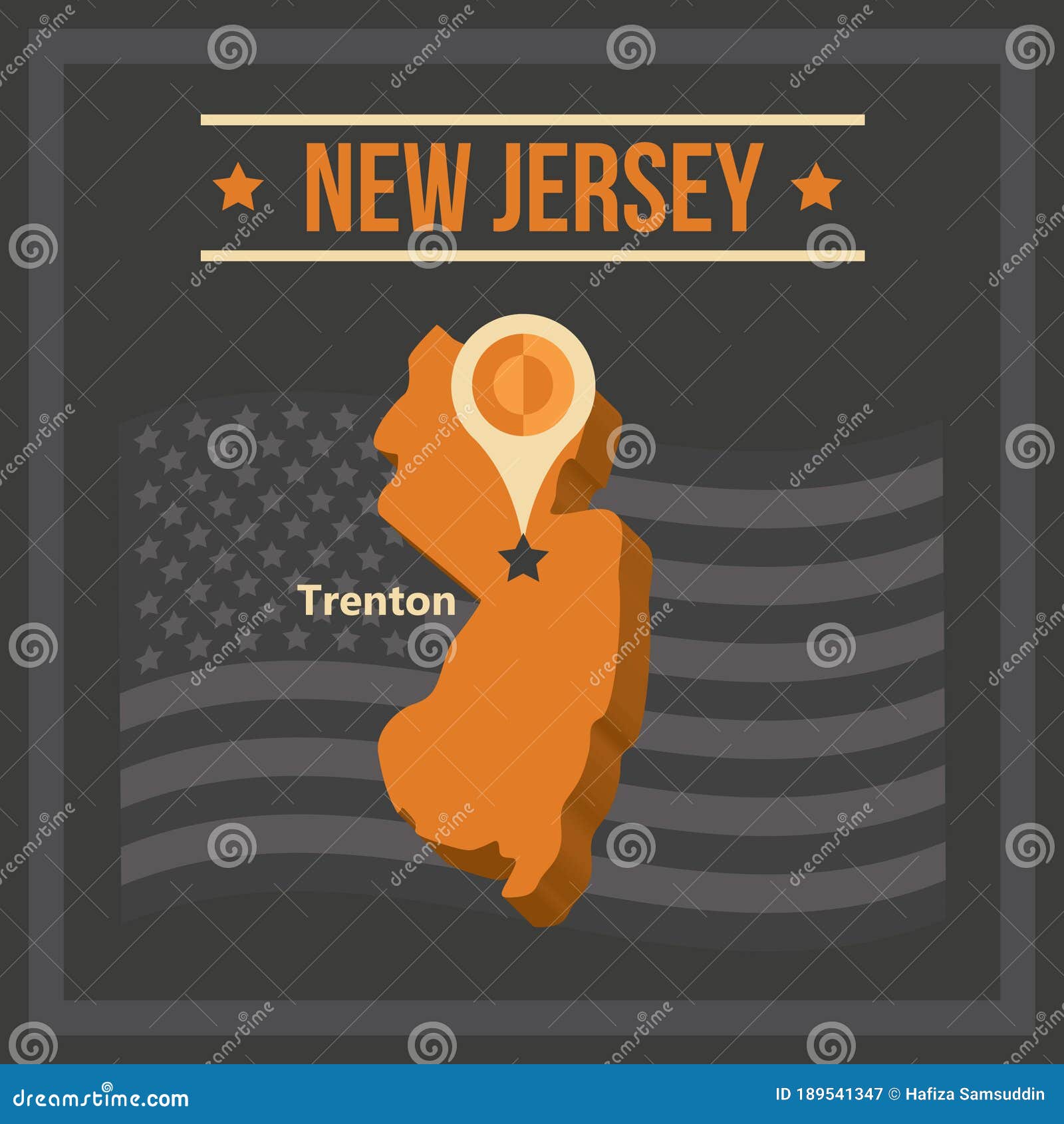 Map of New Jersey State. Vector Illustration Decorative Design Stock ...