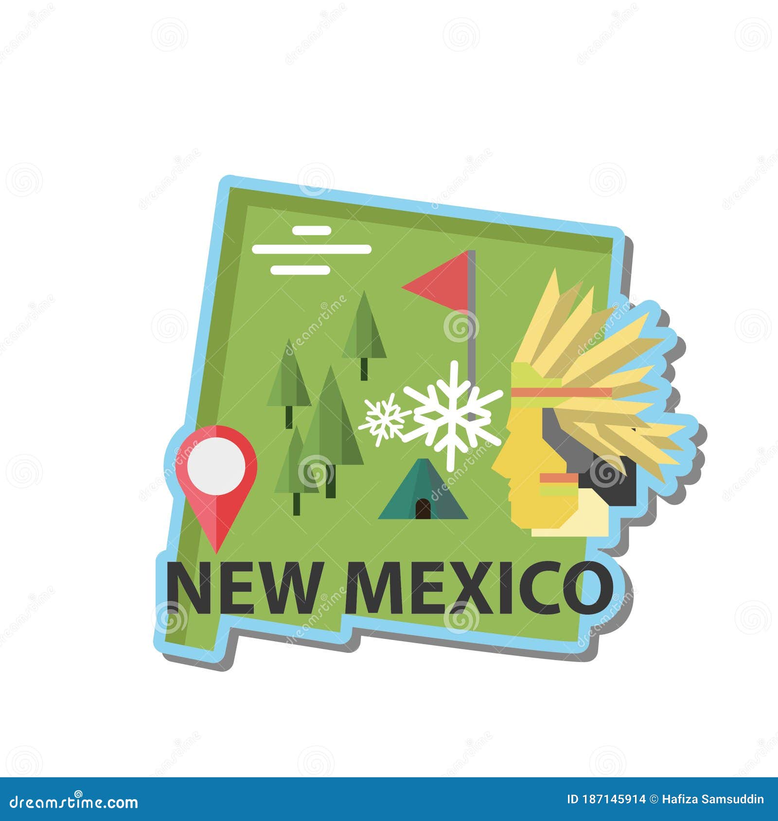 Map of New Mexico State. Vector Illustration Decorative Design Stock ...