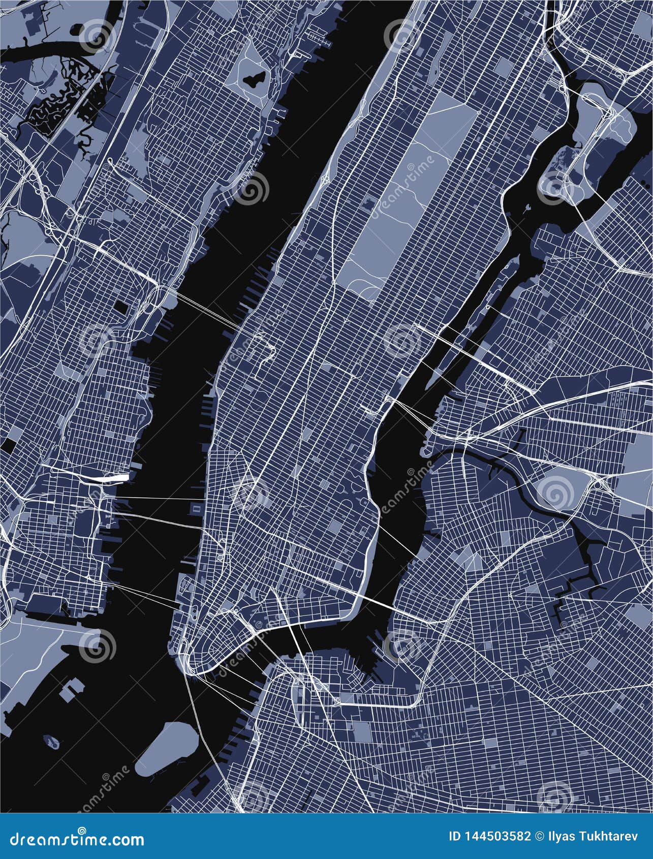 Map of the New York City, NY, USA Stock Illustration - Illustration of ...